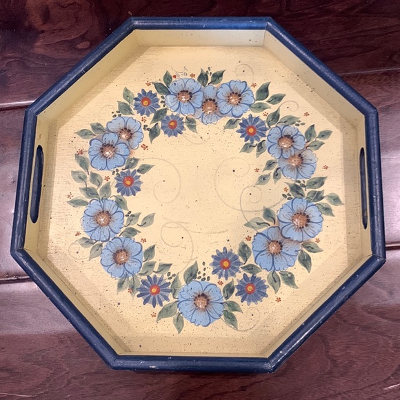 Vintage | Dining | Vintage 7s Octagonal Hand Painted Wooden Serving ...